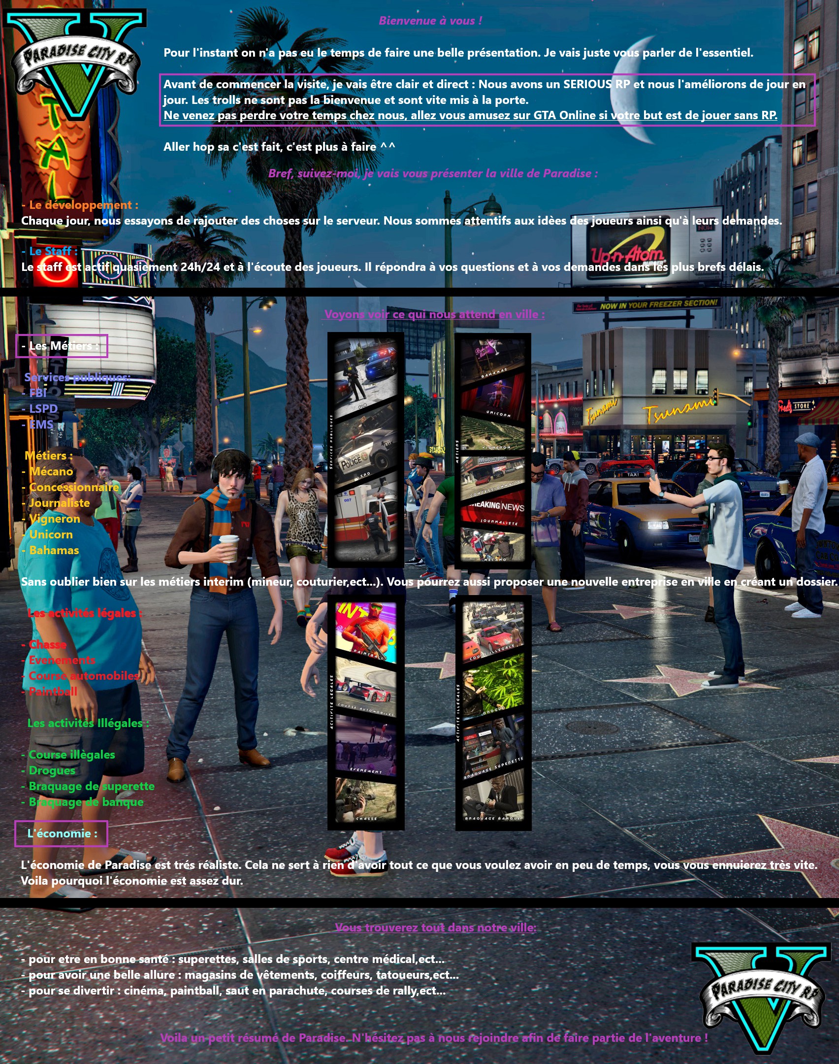 ParadiseCity RP [FR/BE/QC] [+18] - Serveur GTA